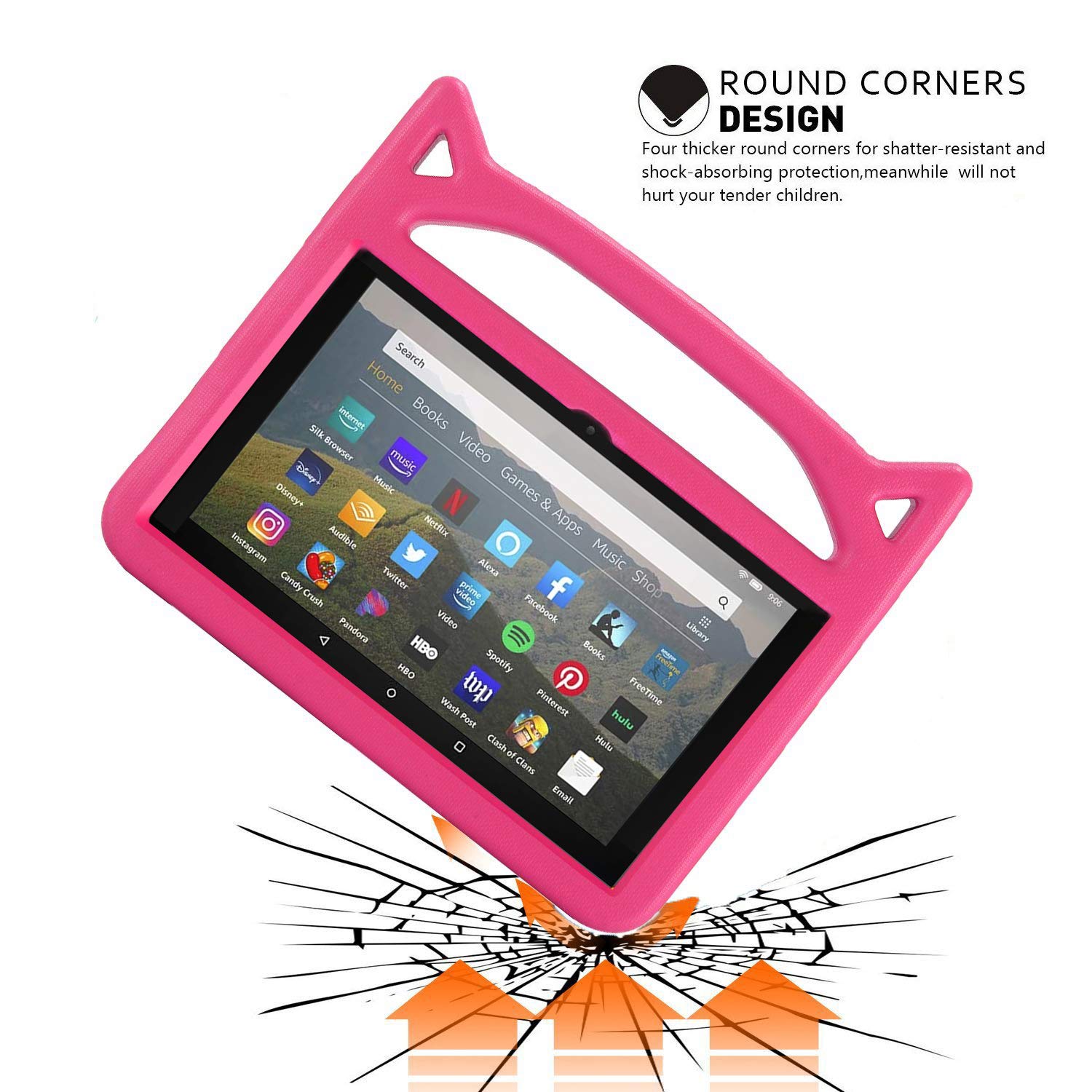 Fire HD 8 Case, Fire HD 8 Tablet Case for Kids,(12th/10th Gen,2022/2020 Release),Lightweight Shockproof Kid-Proof Cover with Stand Kids Case for Fire HD 8 Plus Tablet & Fire HD 8 Kids Pro Tablet.Rose