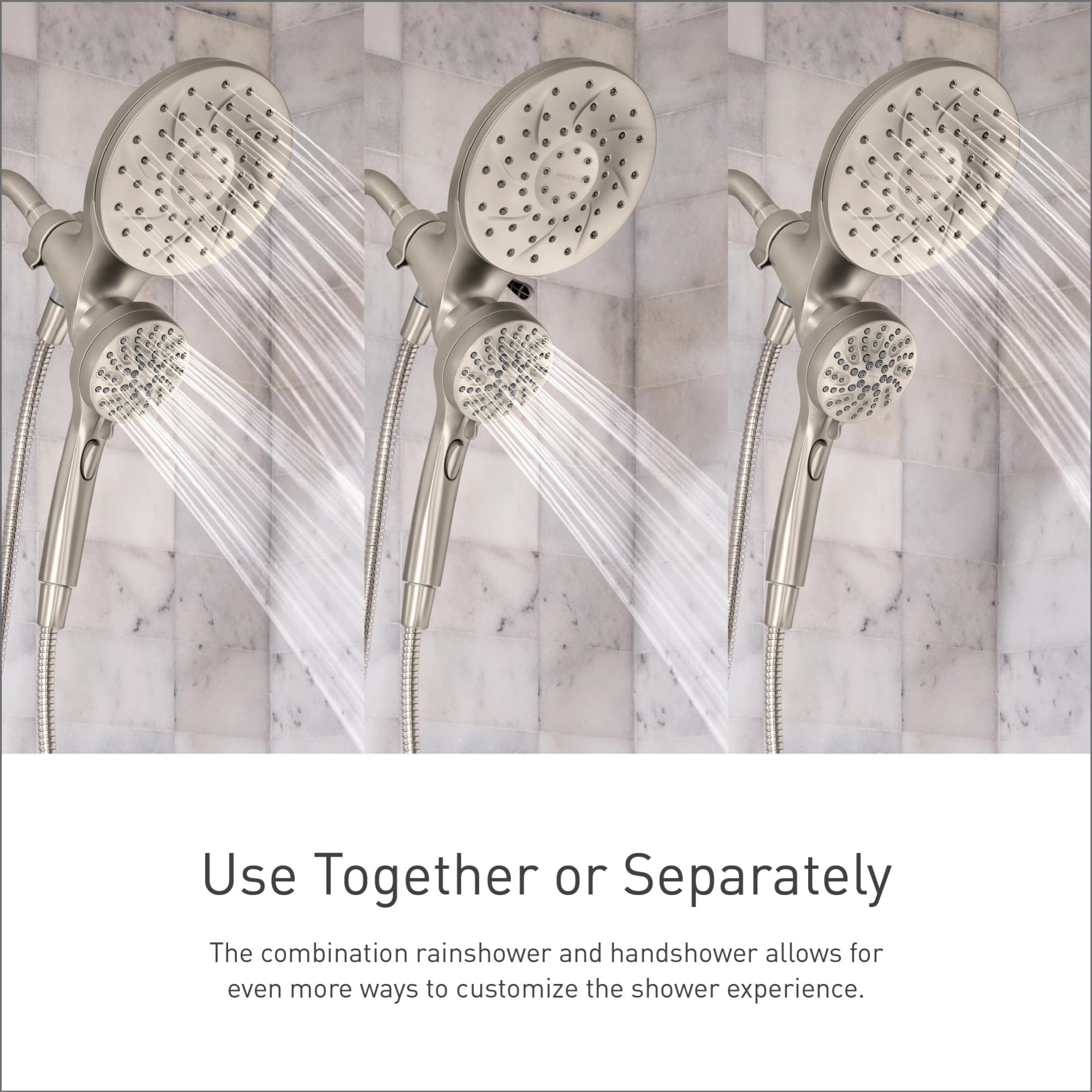 Moen Engage Magnetix Spot Resist Brushed Nickel Multi-Function Handshower and Rainshower Combo Featuring Magnetic Docking System, Shower Head with Handheld Spray, 26009SRN