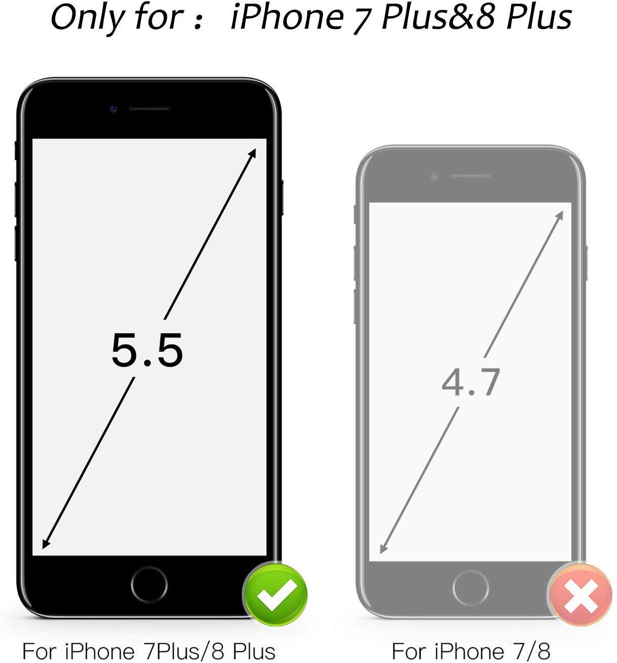 ORIbox Case Compatible with iPhone 7 Plus Case & Glass Screen Protector for iPhone 8 Plus,7 Plus,6S Plus,6 Plus (5.5 Inch) Tempered Glass Screen Protector,2-Pack Clear