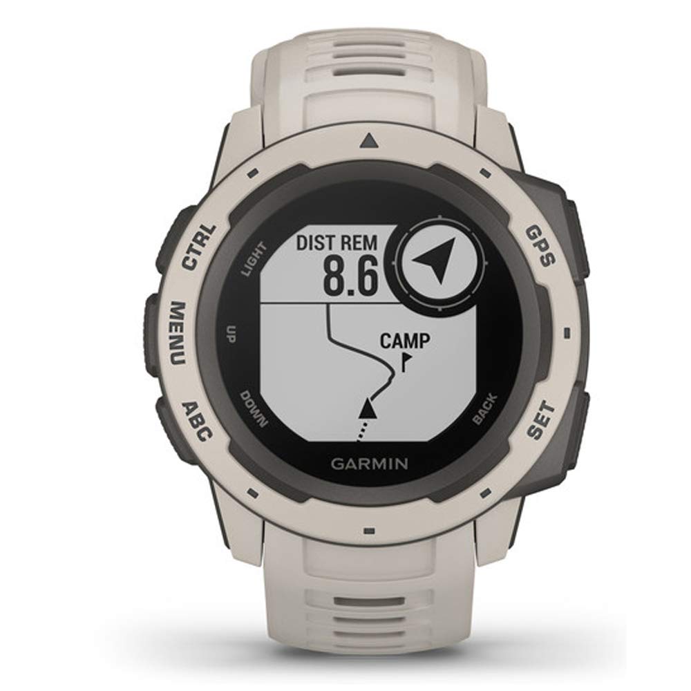 Garmin Instinct Rugged Outdoor Watch with GPS and Heart Rate Monitoring Tundra (010-02064-01) with Deco Essentials 2-Pack Screen Protector Instinct