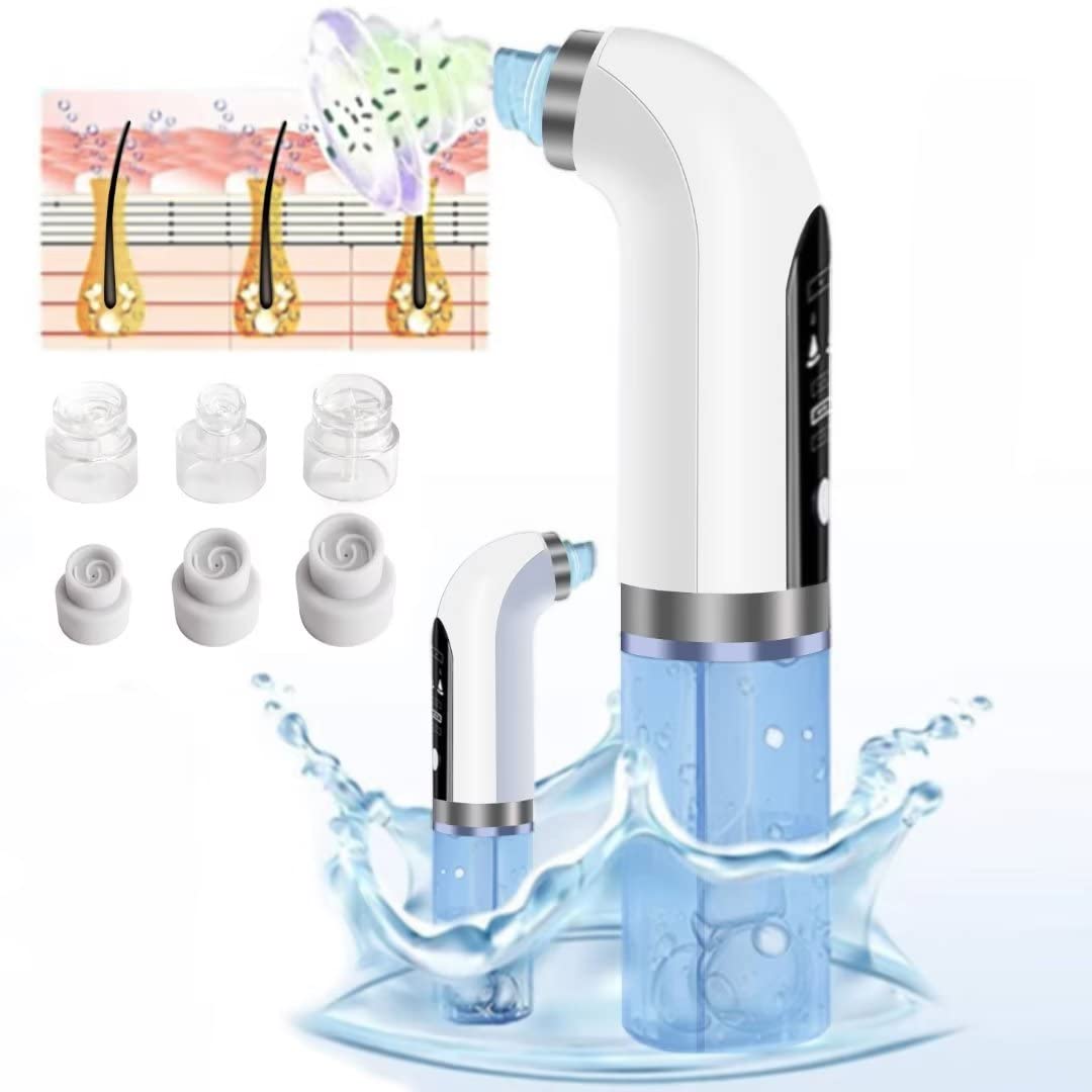 HydroFacial Blackhead Remover Pore Vacuum Micro Bubble Pore Cleansing Machine Pimple Extractor Tools with 6 Suction Heads,3 Gears Adjustable Beauty Device