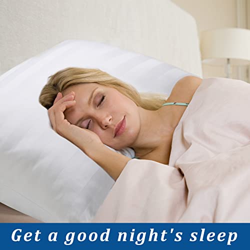 Pillow Cases Standard Size, 100% Egyptian Cotton Pillow Protectors with Zipper, 400 Thread Count Sateen Weave White Pillowcases Standard Size Set of 2, Premium Quality Pillow Covers for Home/Hotel