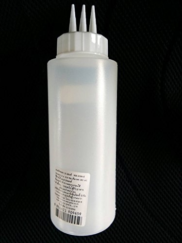 Kitchen Bottle Condiment Set 3 Hole Dispenser Lid Plastic Squeeze for Sauce Mustard Ketchup 12 oz. / 340 ML.