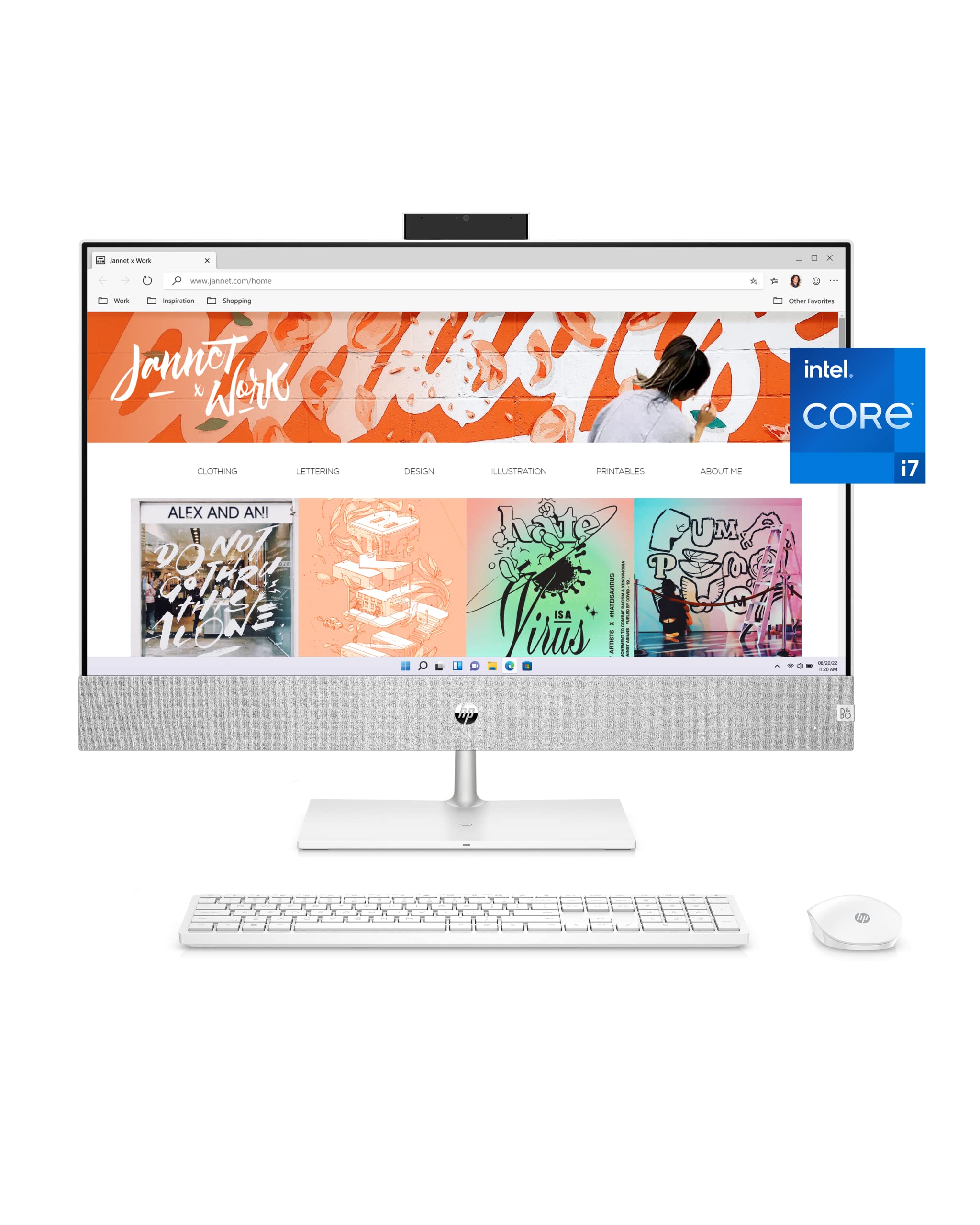 HP Pavilion All-in-One PC, 12th Gen Intel Core i7-12700T, 16 GB RAM, 256 GB SSD, Full HD IPS Touchscreen, Windows 11 Home, 4K Graphics, Wireless Mouse & Keyboard, 5 MP Pop-Up Camera (27-CA1180, 2022)