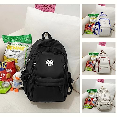 ZUMLED Kawaii Backpack with Cute Accessories Lightweight Bookbags Laptop Bag Waterproof Casual Travel Daypacks (Black)