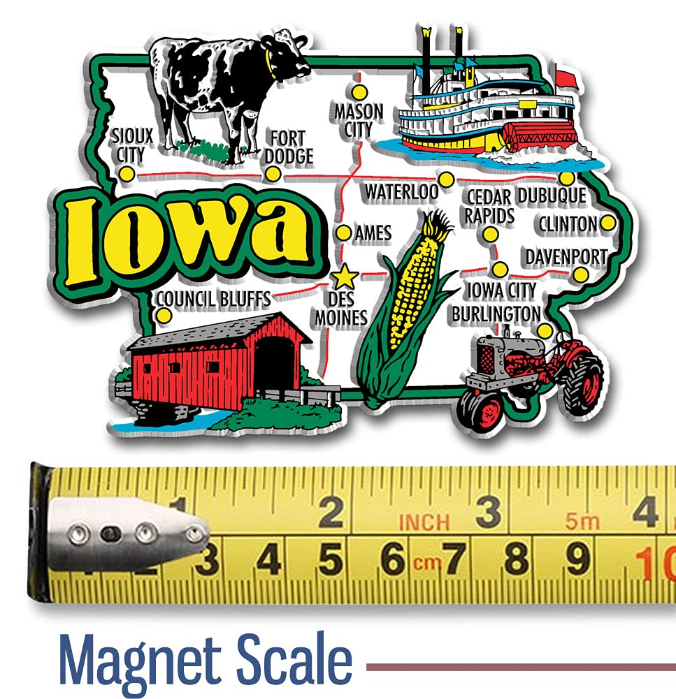 Iowa Jumbo State Magnet by Classic Magnets, 3.8" x 2.7", Collectible Souvenirs Made in The USA