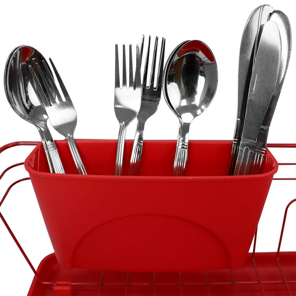 Home Basics, Red Contempo 3 Piece Dish Rack (1