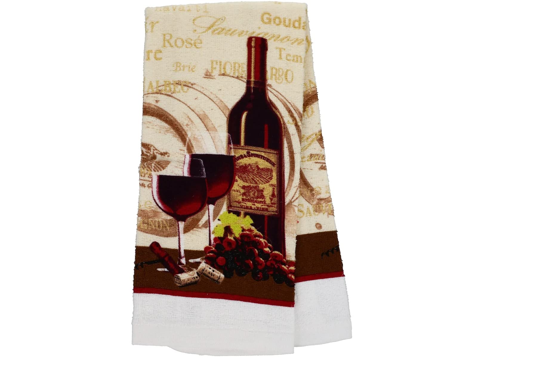 Home Collection Classic Kitchen Dish Towels - Set of 2, 15" x 25", 59% Cotton, 41% Polyester (Wine)