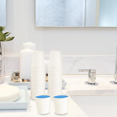 Nicunom 400 Count White Paper Bath Cups, 2 oz Small Paper Disposable Bathroom, Espresso, Mouthwash Cups, Disposable Paper Cups for Coffee, Water, Tea, Juice