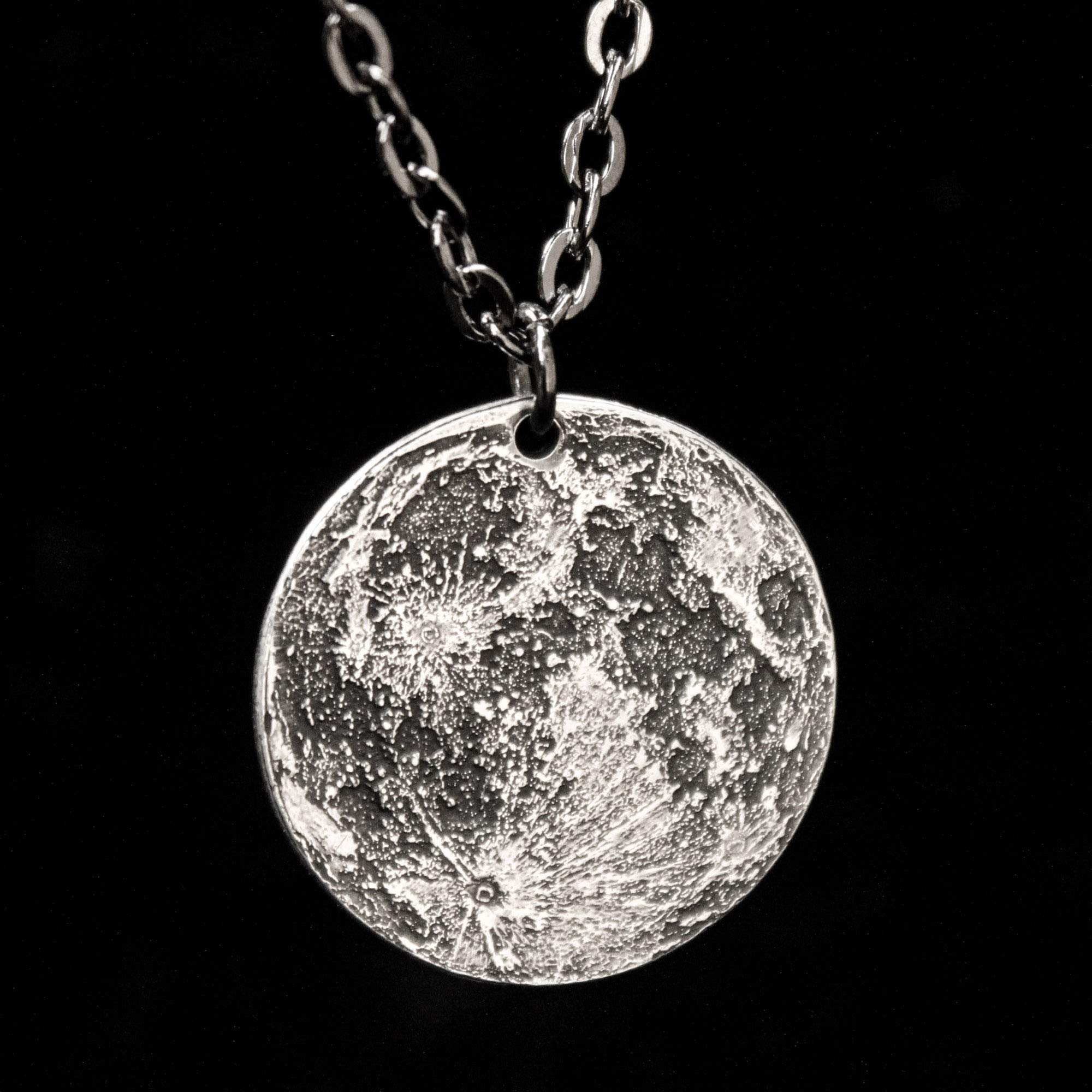 Full Moon Silver Necklace - Small | Celestial Lunar Reminder Token Pendant | Handmade by Shire Post Mint