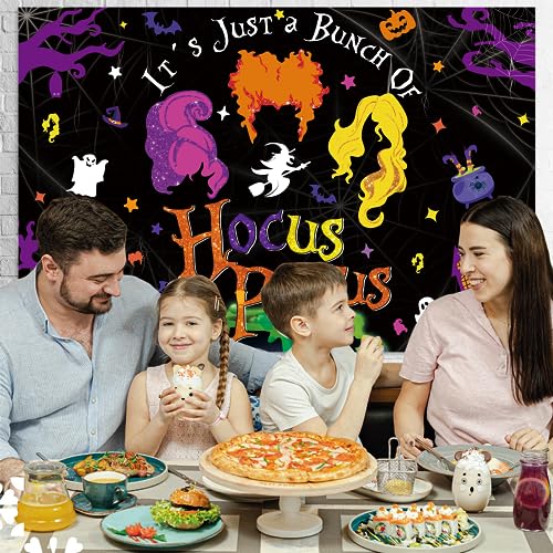 Hocus Pocus Backdrop Banner, Halloween Hocus Pocus Party Decorations, 7x5ft Halloween Witch Theme Backdrop for Hocus Pocus Party Supplies