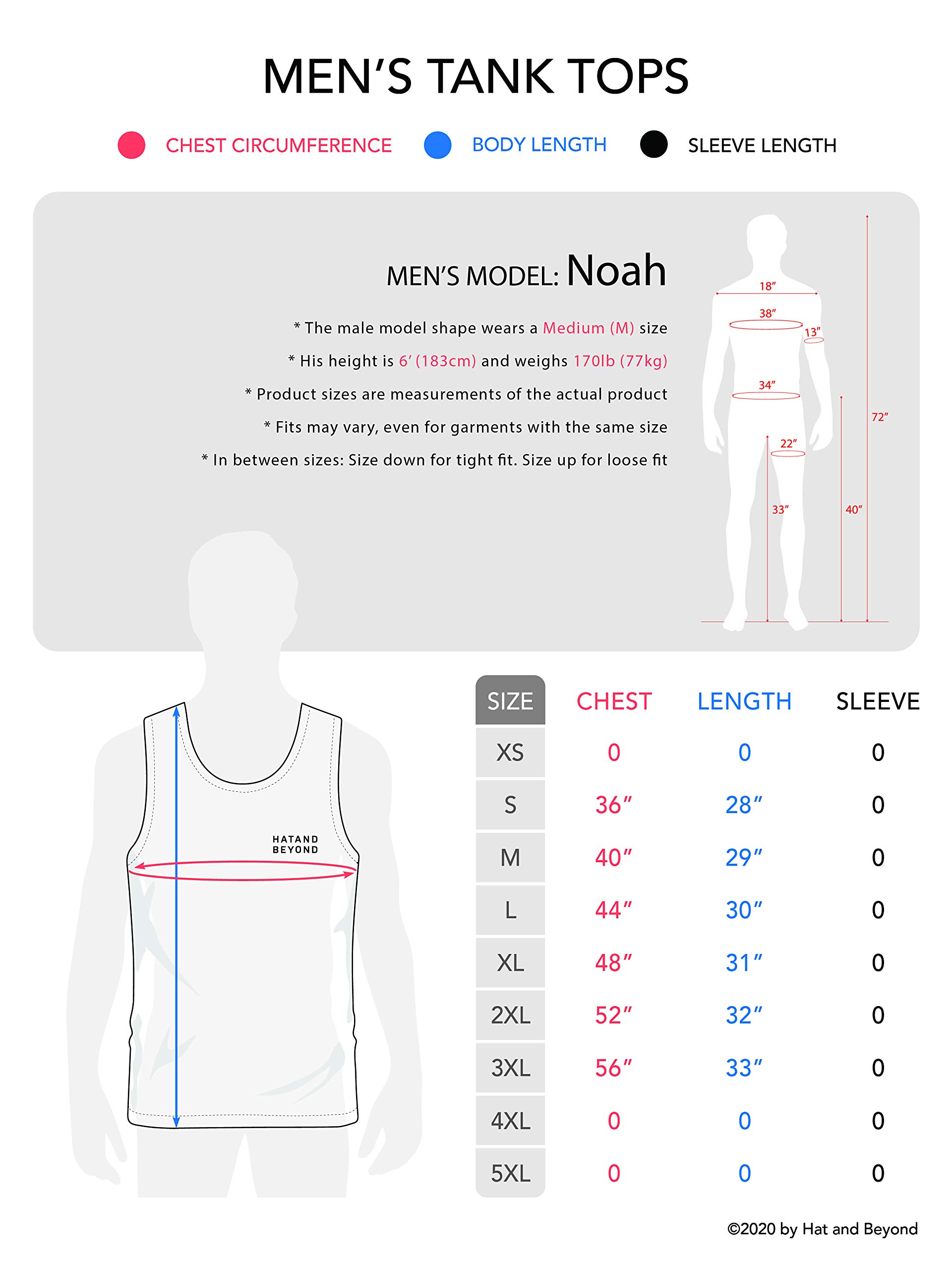 Hat & Beyond Men's Tank Top - Soft Muscle Tee for Boxing & Gym, Medium (Pacific Blue)