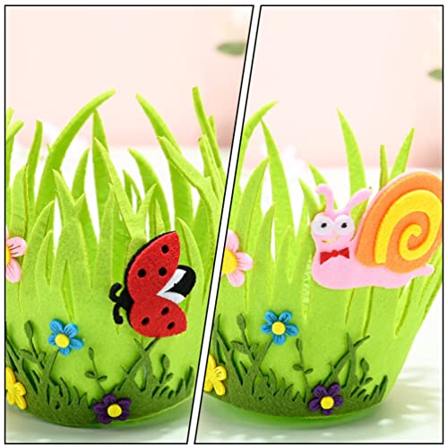 Non- Woven Felt Easter Egg Basket: Fabric Baskets 4Pcs Craft Felt Baskets for Easter Egg Hunts Party Decoration