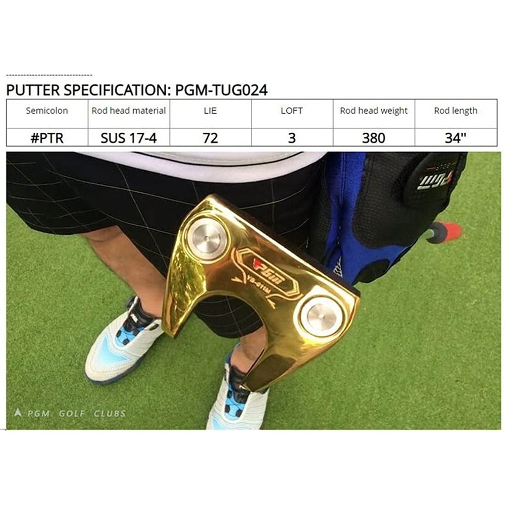 Golf Putter with Golf Headcover CNC Integration Stainless Steel Shaft Golf Clubs Putter Mens Womens Golf Driving Sports (Gold)