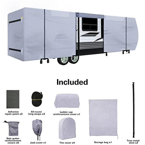 Weize Travel Trailer RV Cover - 5 Layers 300D Oxford Camper Cover,Suitable for 24'1''-26' Motorhomes, with Tire Cover,Waterproof Protection and Anti-UV