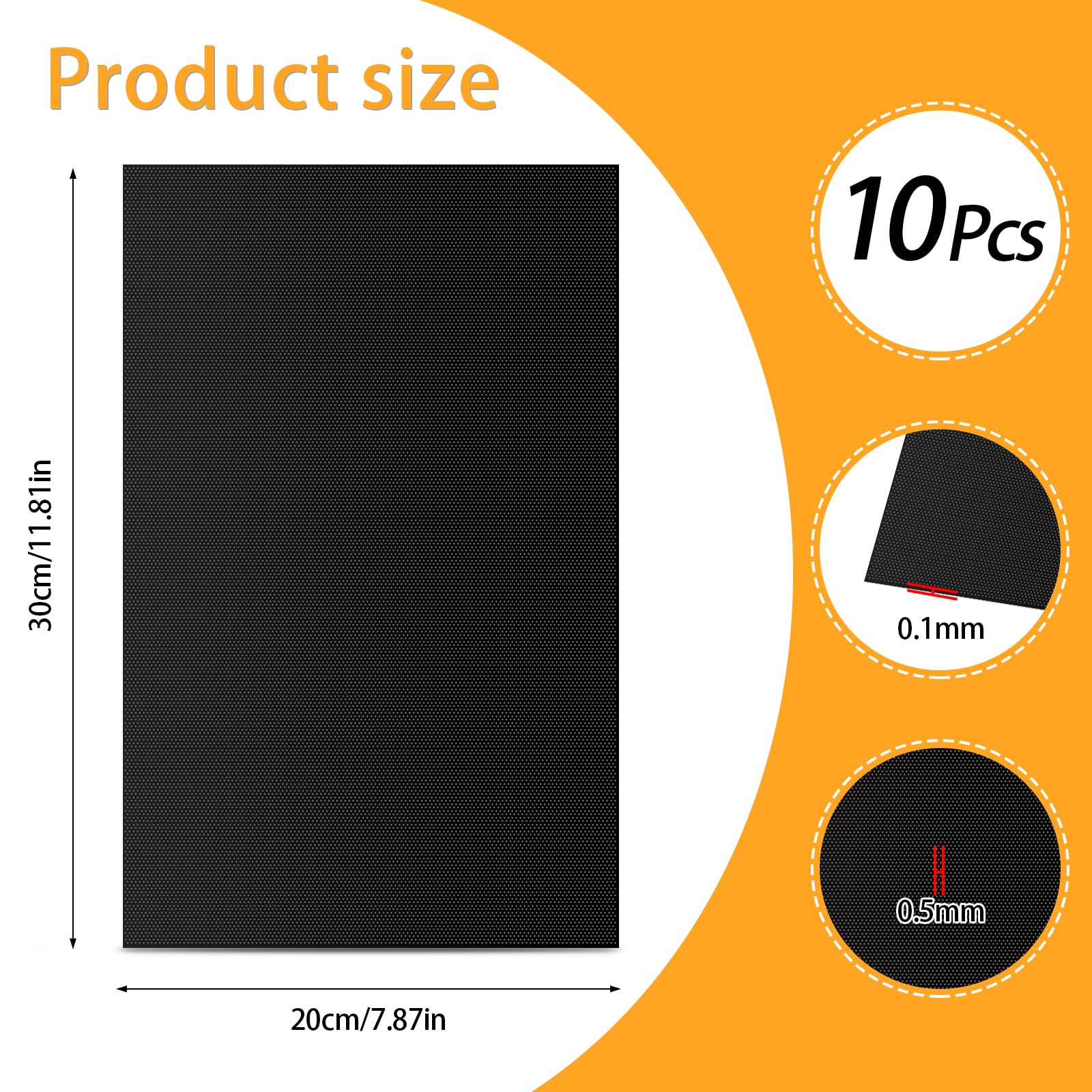 ourkiss Fursuit Eye Plastic Mesh 0.5mm Waterproof Printable PVC Plastic Mesh Canvas Sheets for Furry Costume Roleplay, Fursuits, Sculpting, Props, Handicrafts, Home Decor 10pc (11.81x7.87β, Black)