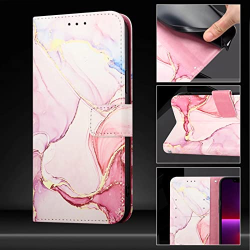 FTRONGRT Case for Tecno Camon 18i, with Mobile Phone Holder, Fall-Proof, Suitable for Tecno Camon 18i Folding Mobile Phone Leather Protective Shell.Rose Gold