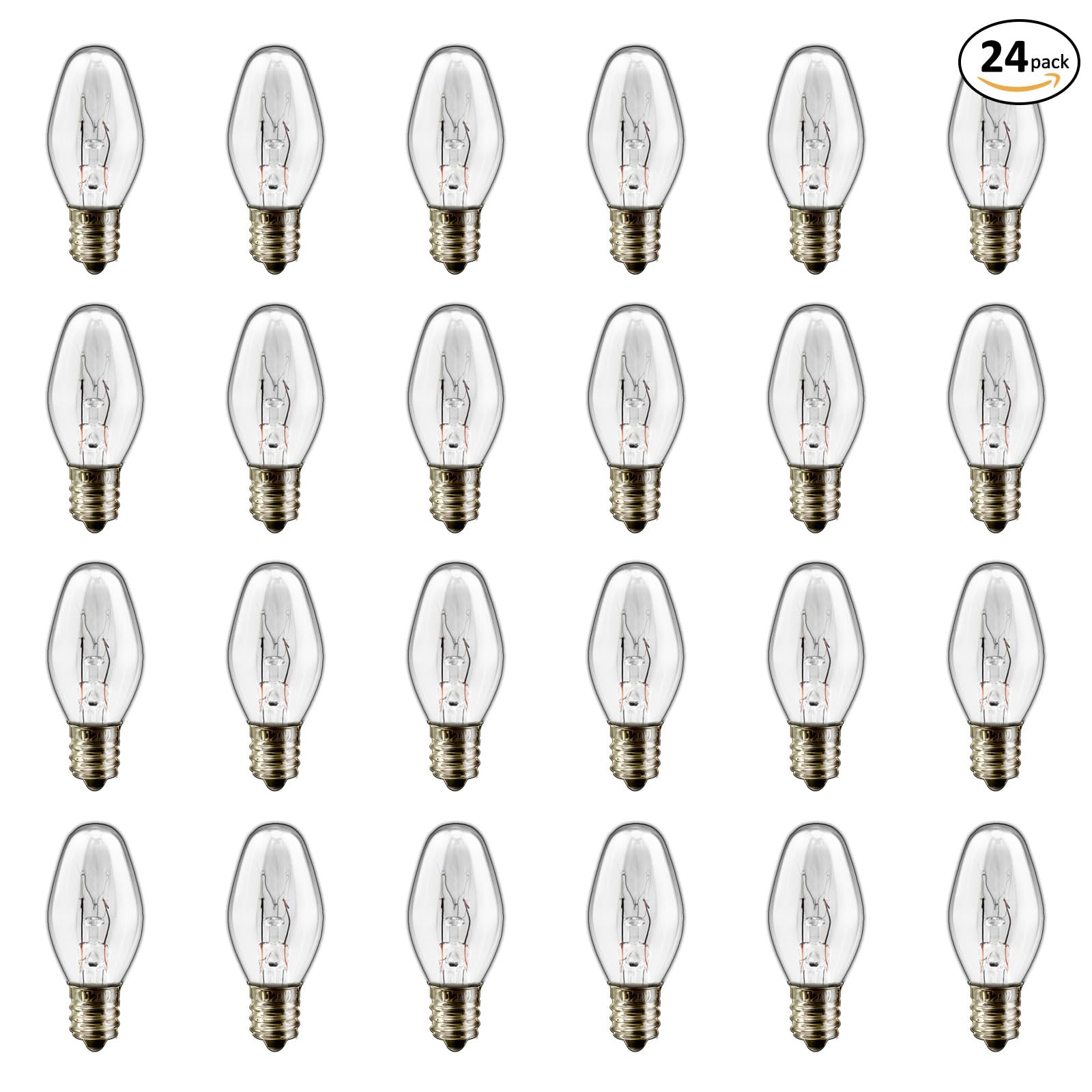 Salt Lamp Bulbs, 15 Watt Night Light Bulbs - C7 Replacement Bulbs for Scentsy Wax Warmer, Dimmable Scentsy Light Bulbs, E12 Bulbs for Household Salt Lamps, 24 Packs