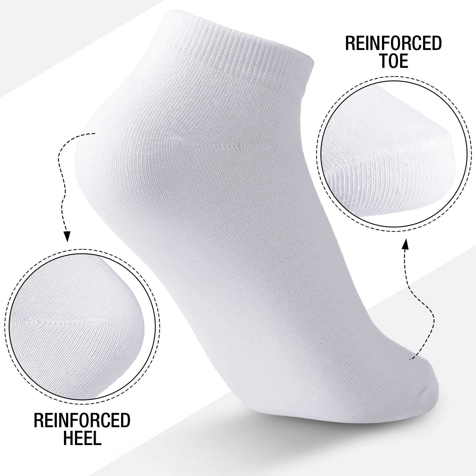 Geyoga 48 Pairs Socks Thin Low Cut Ankle Socks for Men Casual Sports Socks Comfortable Breathable Men Socks (White)