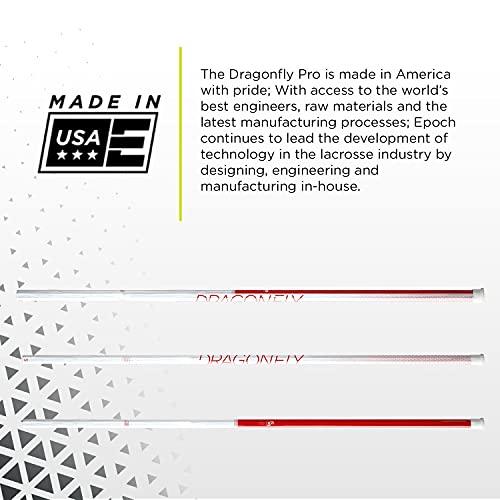 Epoch Dragonfly Pro Defensive/LSM Concave Lacrosse Shaft - Premier Lacrosse Equipment with Flex iQ8 and Epoch's Proprietary Technologies- Engineered for The Offensive-Minded Defender, Red
