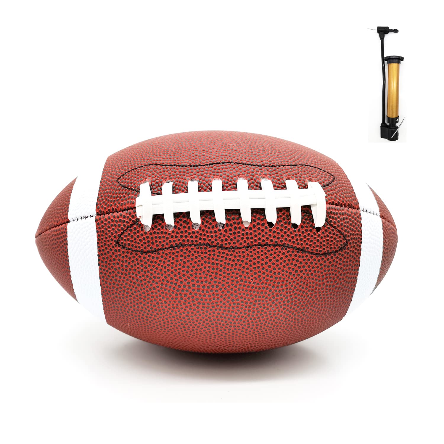 Jindduo Unique Grip Youth Football for Kids - PVC Composite Leather /with Pump for Training Practicing Recreational Play (Junior (Size 6)) brown