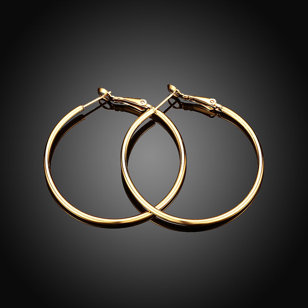 Gold Hoop Earrings, 18K Gold Plated Rounded Hoops Earrings for Women