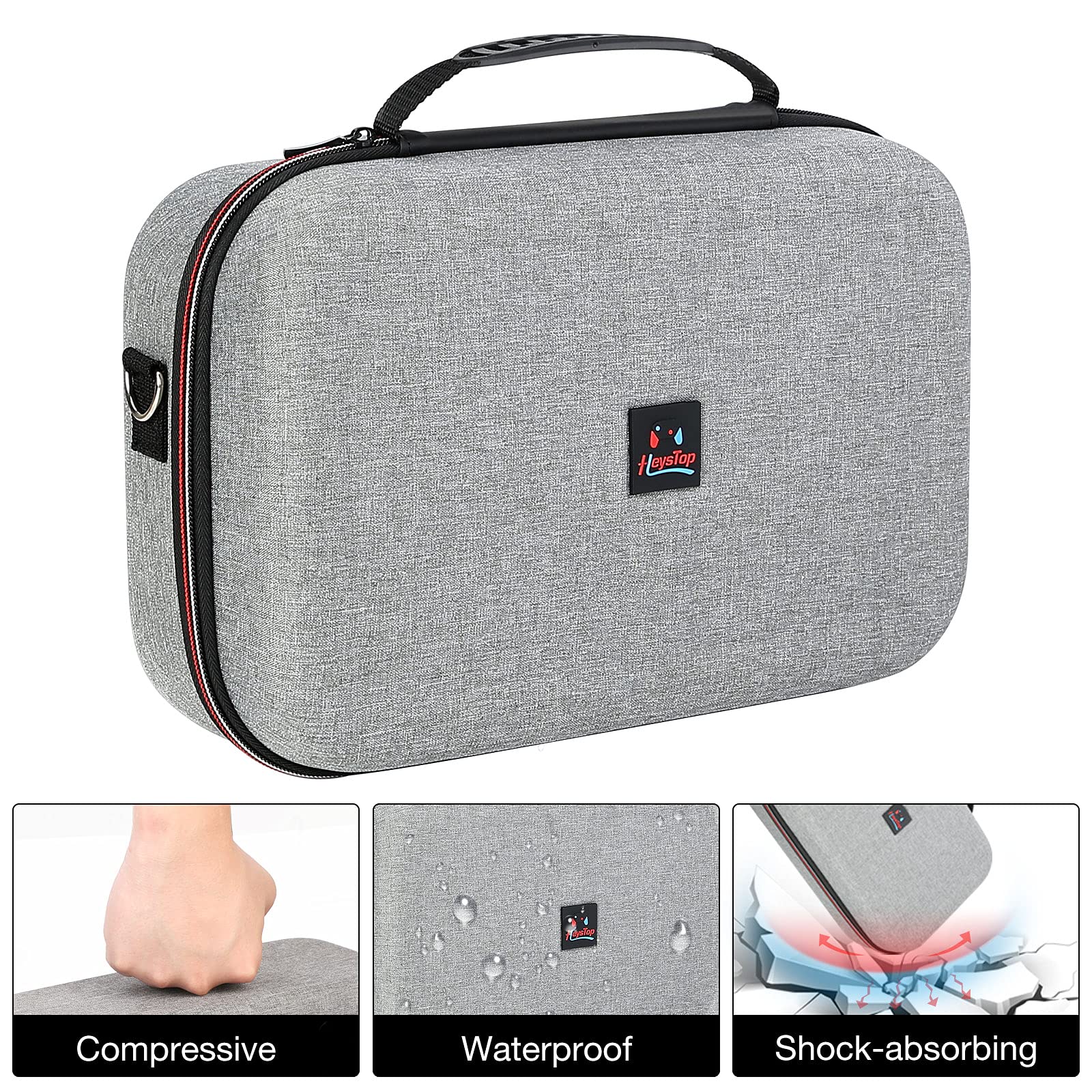 HEYSTOP Carrying Case Compatible with Nintendo Switch, Switch Case with 18 Games Cartridges Protective Hard Shell Travel Carrying Case Pouch for Nintendo Switch Console & Accessories (Grey)