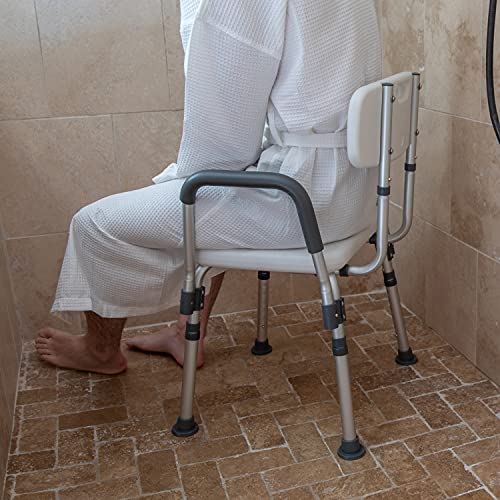 Flash Furniture HERCULES Series 300 Lb. Capacity Adjustable Navy Bath & Shower Chair with Quick Release Back & Arms