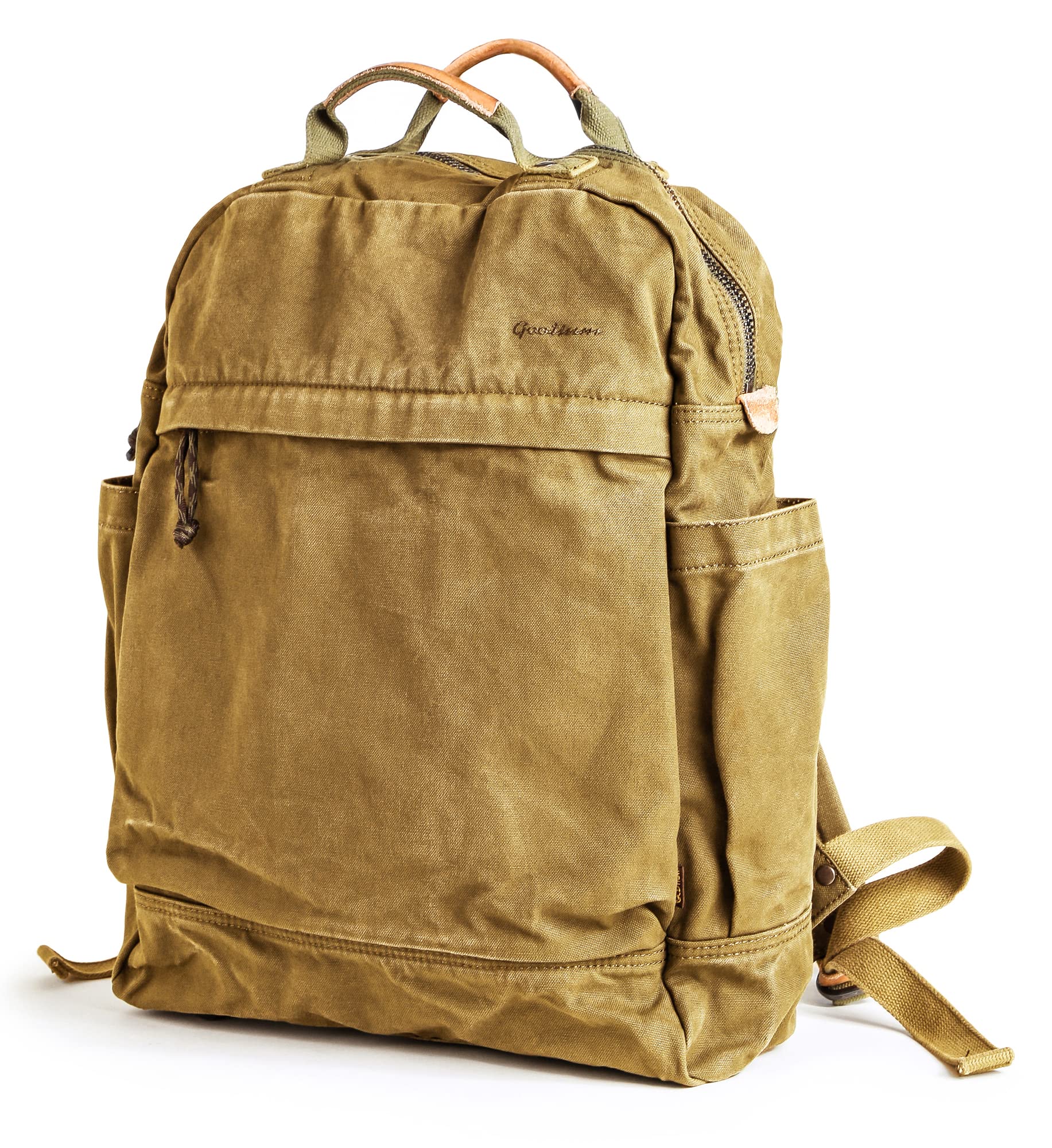 Gootium Canvas Backpack for Women Vintage Style Zipper Bag Men's Casual Daypack Cloth Outdoor Travel Rucksack, Khaki