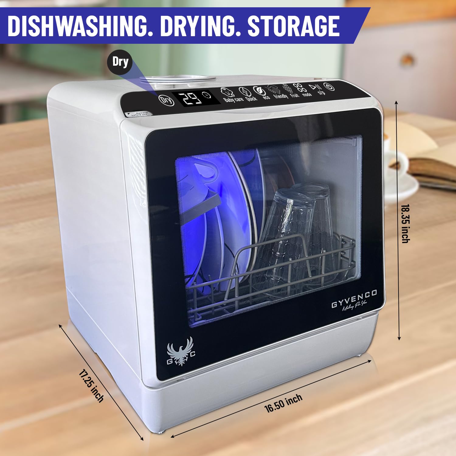 Portable dishwasher countertop with 5L Built- in Water Tank,6 programs for washing, No hookup needed,360° Dual Spray,192℉-High-Temp and Air Dry function, mini dishwasher RVs, lavaplatos