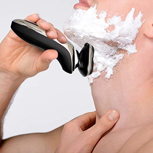 HATTEKER Mens Electric Shaver Razor Beard Trimmer Rotary Shaver Cordless Sideburn Trimmer Nose Trimmer Wet Dry Shaver Waterproof USB Rechargeable 3 in 1