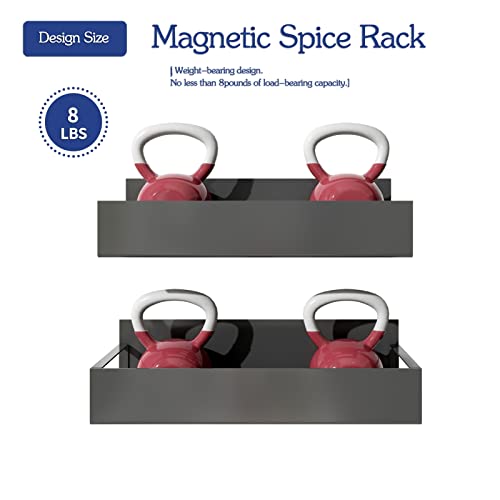 HETMI 4 Pack Magnetic Spice Rack, Magnetic Spice Rack Organizer, Refrigerator Magnetic Spice Rack for Refrigerator and Microwave Oven, Removable Metal Cabinet Space Saving Refrigerator Rack, Black