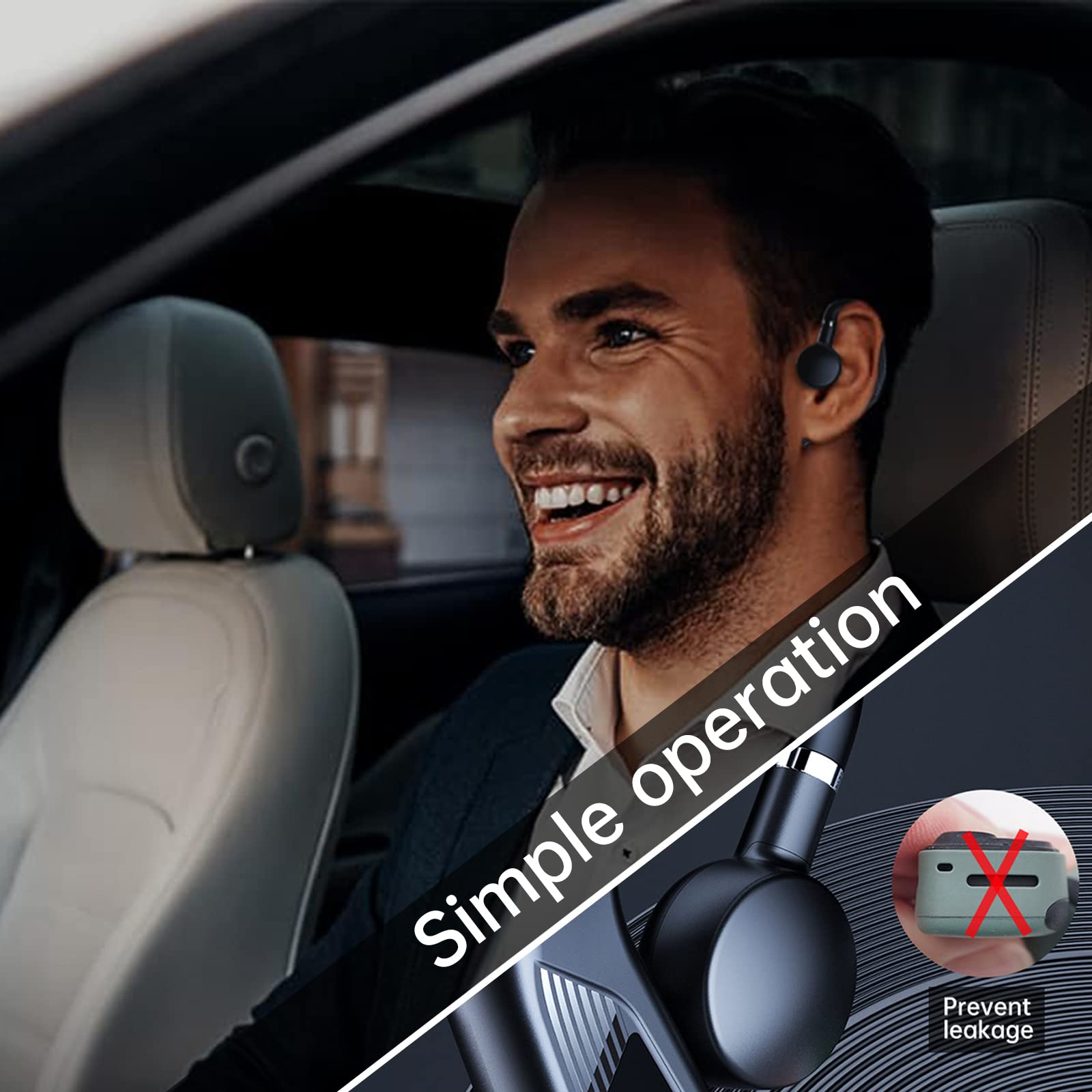 Mosonnytee Bone Conduction Headphones Bluetooth Trucker Handsfree Bluetooth Headset for Cell Phones Wireless Ear Clip Bone Conduction headset with Microphone IPX5 Waterproof 8-Hours Usage (Blue)