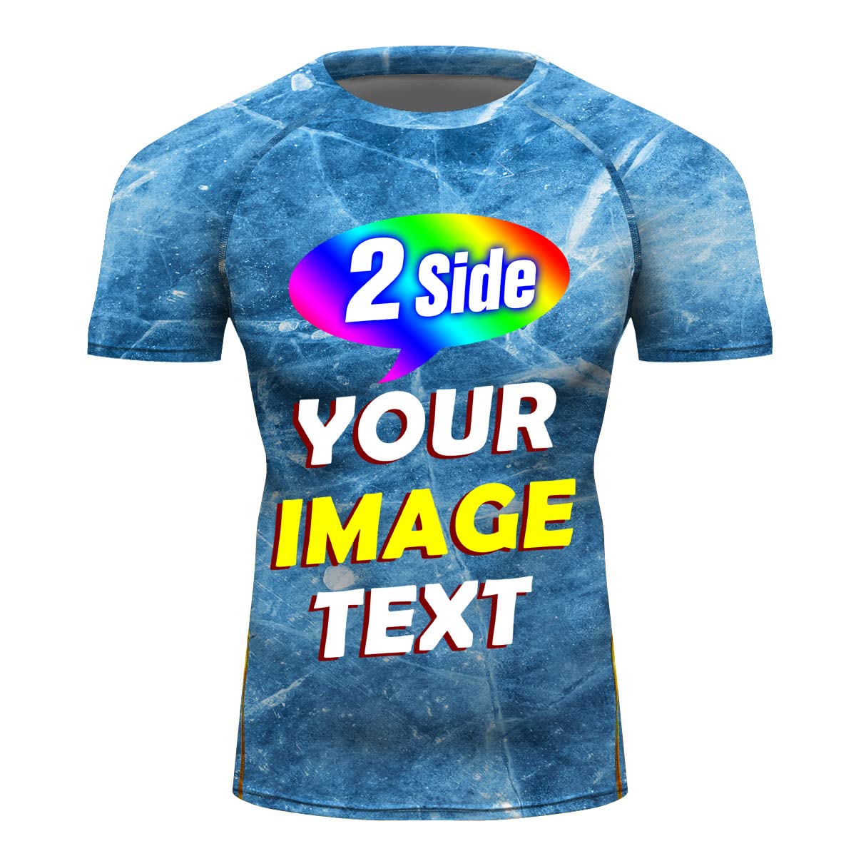 Jiu Jitsu BJJ Rash GuardâDesign Your Own Compression Trainning Top Front & Back Add Your Text Blue Marble