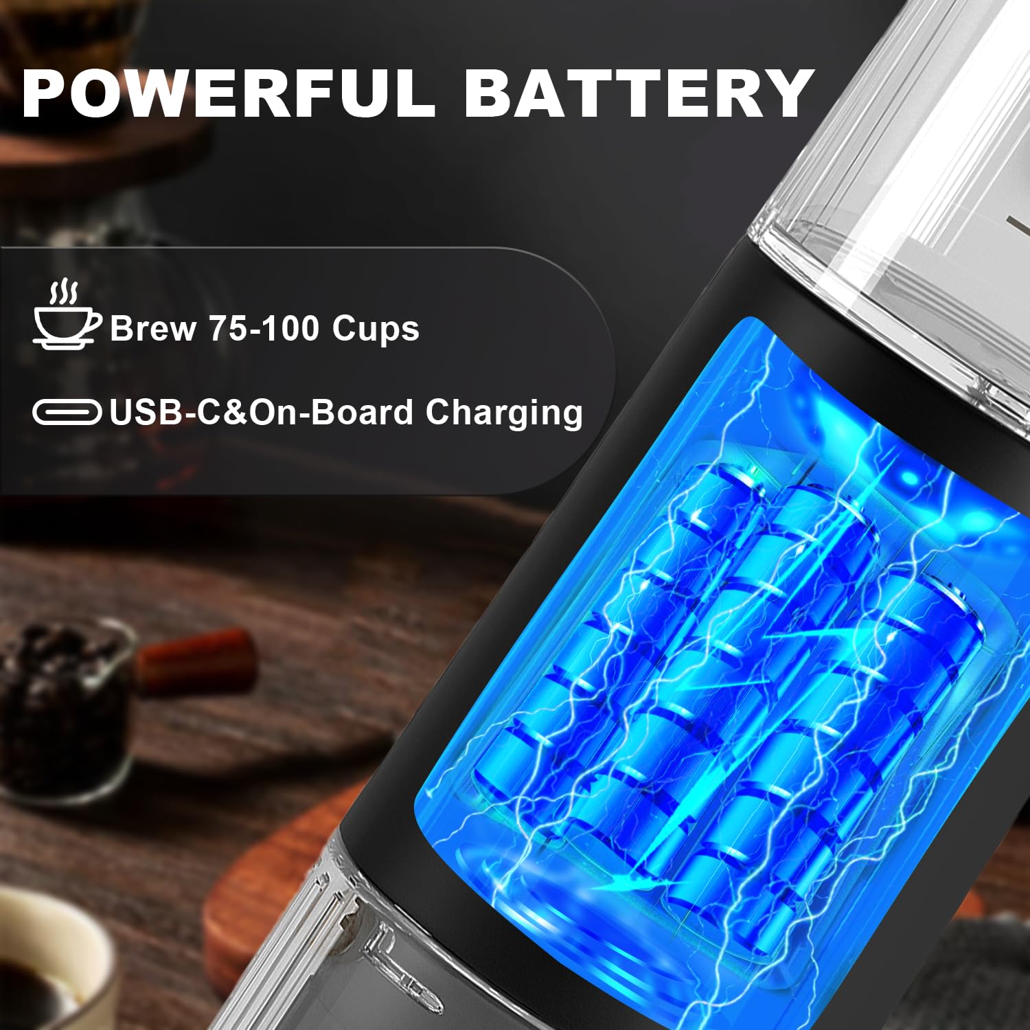Portable Electric Espresso Coffee Machine - 2 IN 1 Wireless 15 Bar Pressure Mini Coffee Maker, Car Portable Coffee Machine Fully Charged Brew 75 Cups for Camping RV Hiking Office ( Not Self Heating)