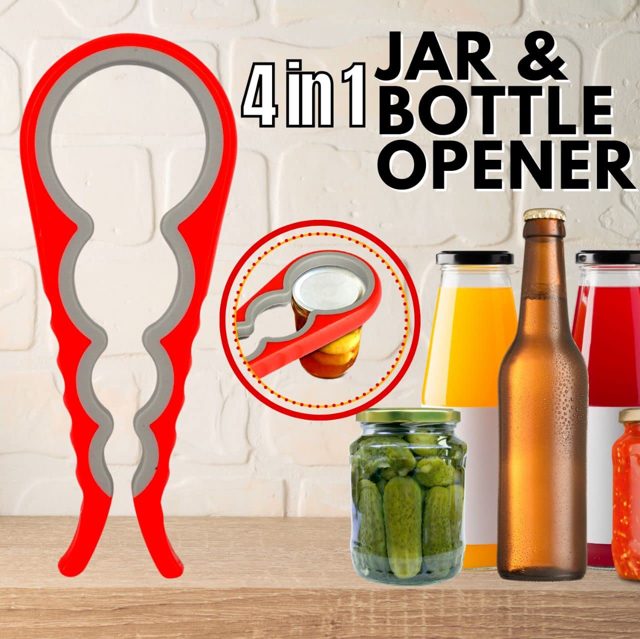 Jar Opener Quick Lid Bottle Cap Grip Twister Remover for Weak Hands, Seniors and Children Rubber Jar Gripper Pad