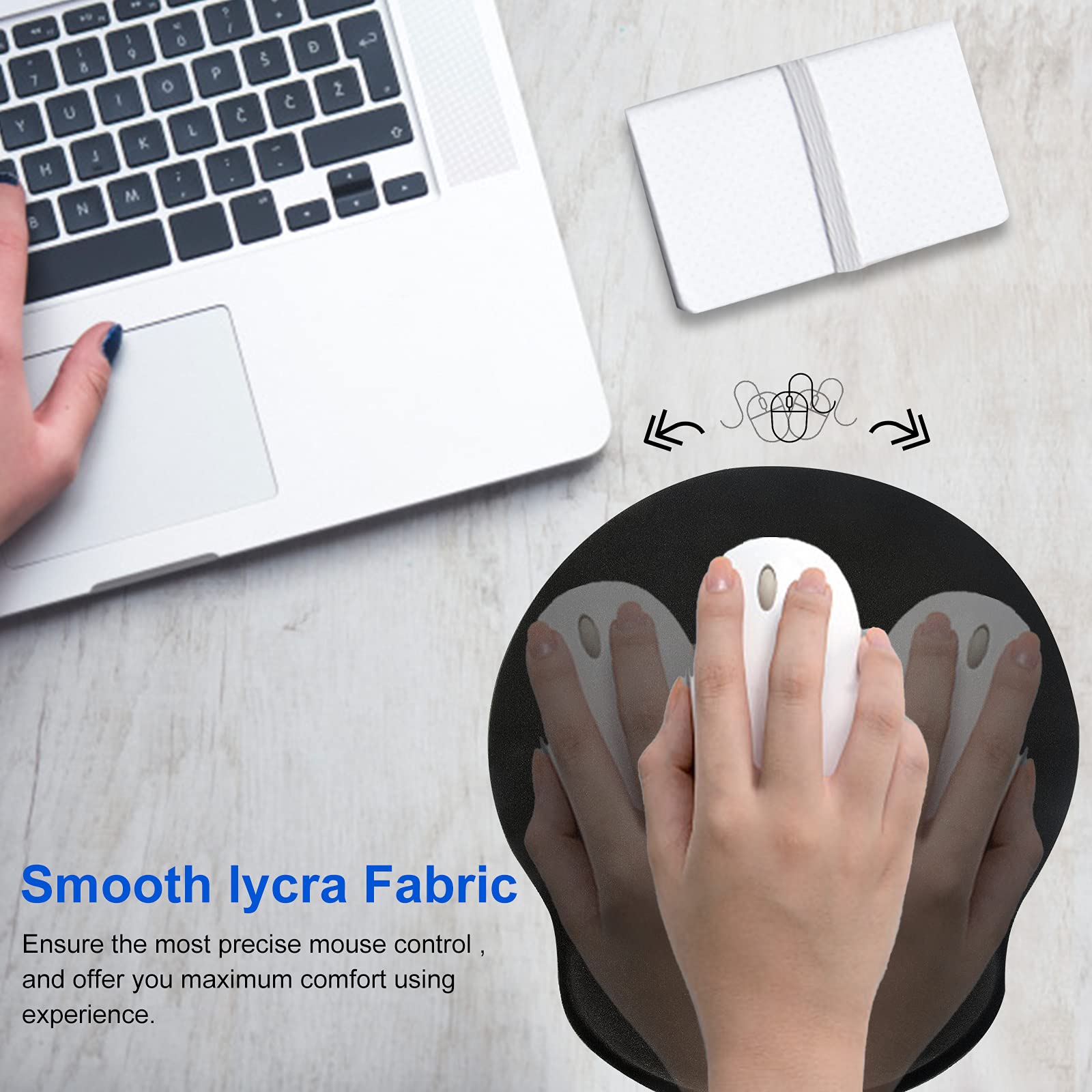 Epoch-Making Keyboard Wrist Rest Mouse Mat Set, Ergonomic Memory Foam Keyboard Gel Wrist Support Mouse Mat with Rubber Base Non Slip for Computer Laptop Working Gaming