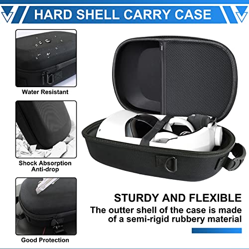 Honghao Protective Case for Quest 2 with Shoulder Strap, Black Heavy Duty VR Carrying Travel Bag for Meta/Oculus Quest 2 Elite Headset Accessories Portable Hard Storage Case