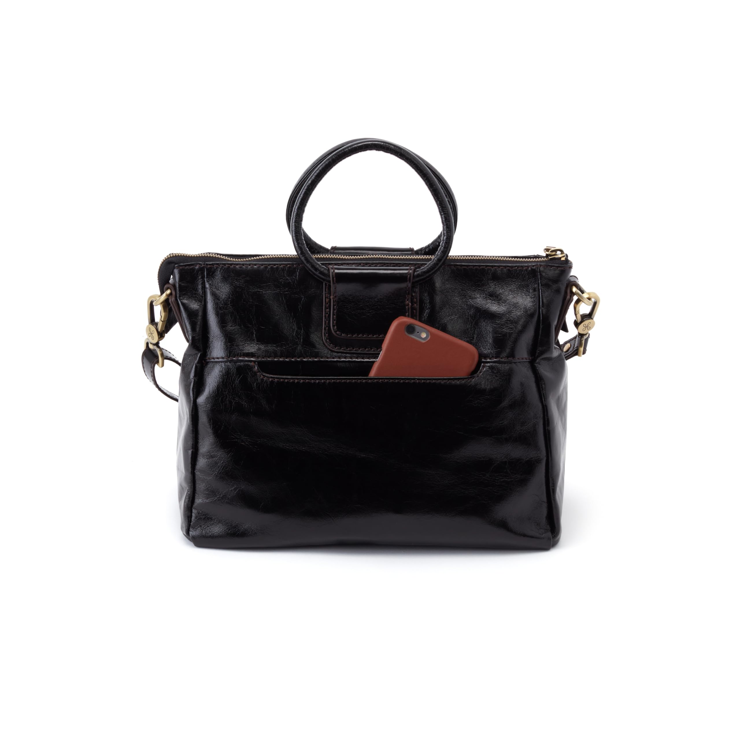 HOBO Sheila Medium Leather Satchel, Crossbody Bag for Women with Top Handle, Gold Leaf