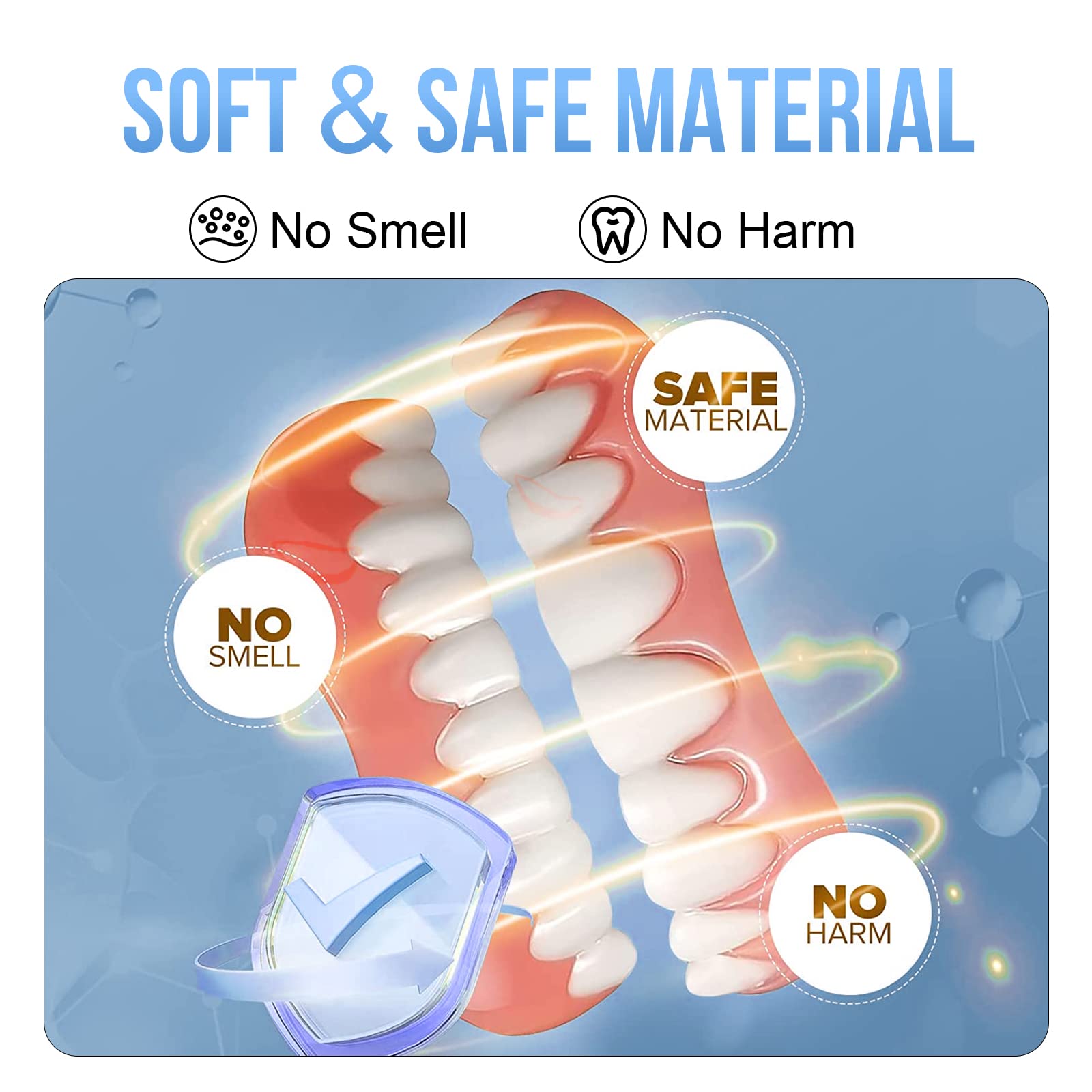 Fake Teeth,2PCS Dentures Cosmetic Teeth for Upper and Lower Jaw,Natural Shade and Comfortable Fit,Veneer Dentures for Women and Men-B1