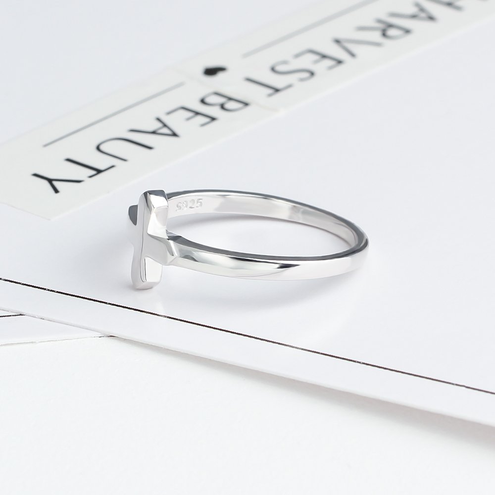 Furious Jewelry 925 Sterling Silver Simple Cross Ring, Size 6 7 8 (8)