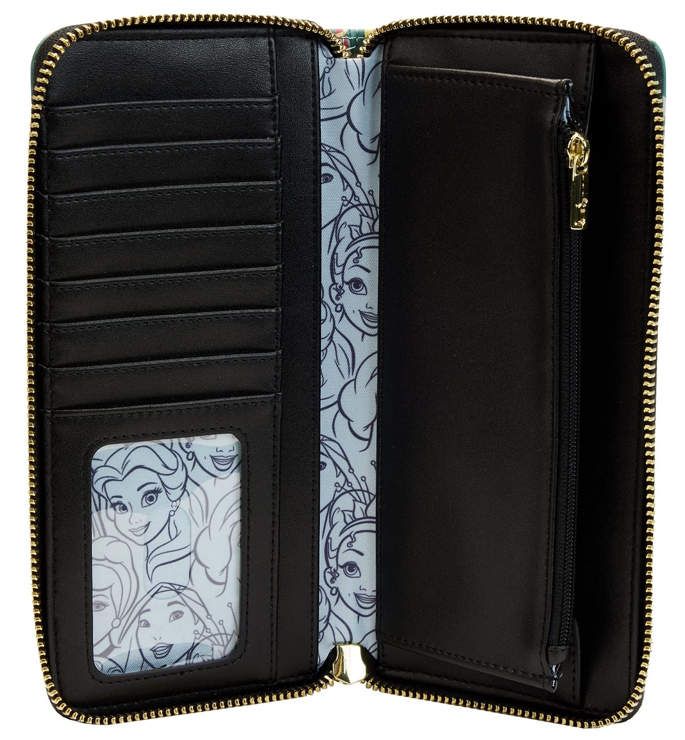 Loungefly Disney Wallet Princess Sidekicks Print Zip Faux Leather Clutch
