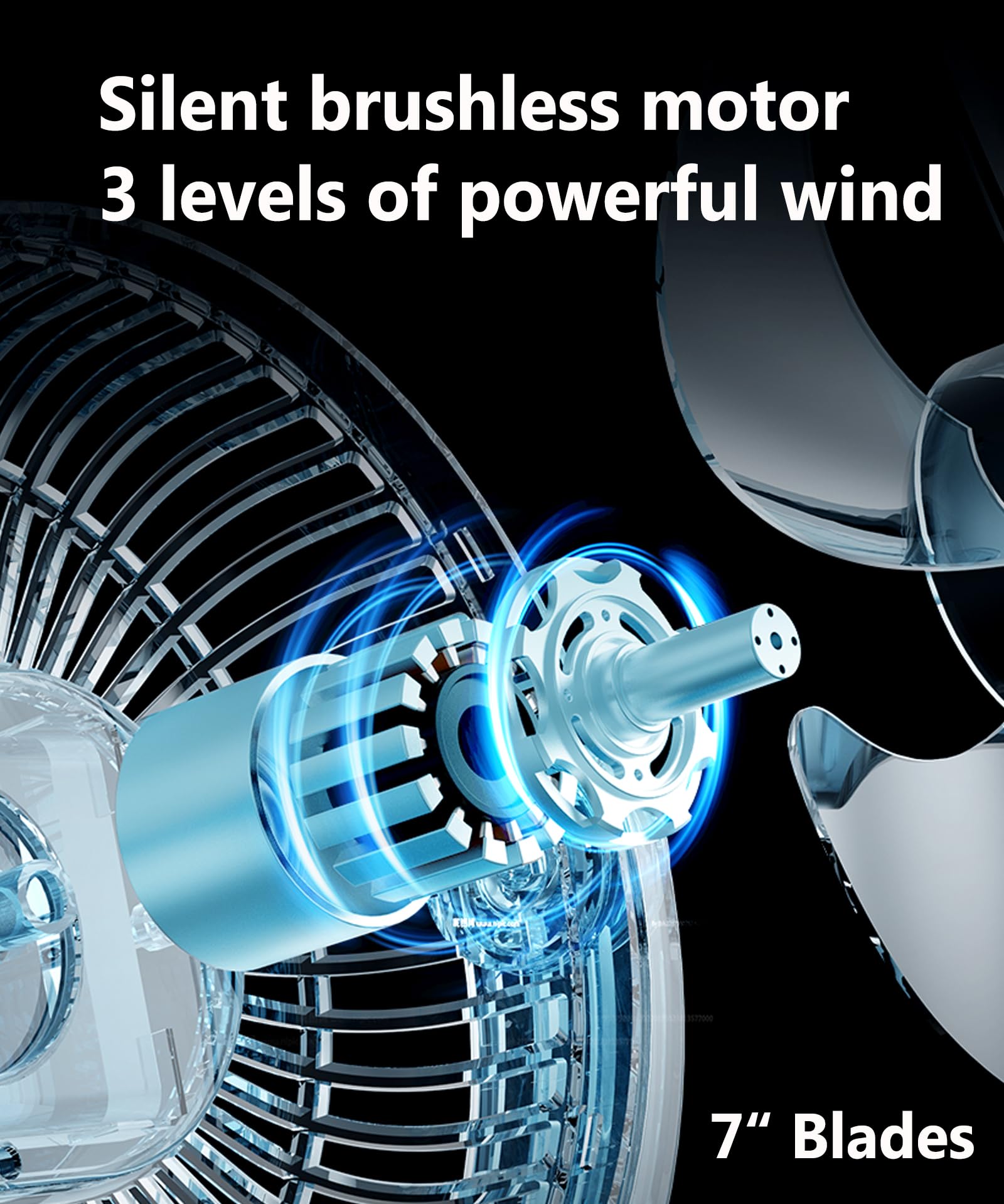 HonHey Portable Wall Mount Fan, 4000 mAh Oscillating Battery Operated Fan with Remote and LED Light, 3 Speeds, 4-10 Working Hours Timer Function, 7 Inch Outdoor Ceiling Fan for Garage Bedroom Gym RV