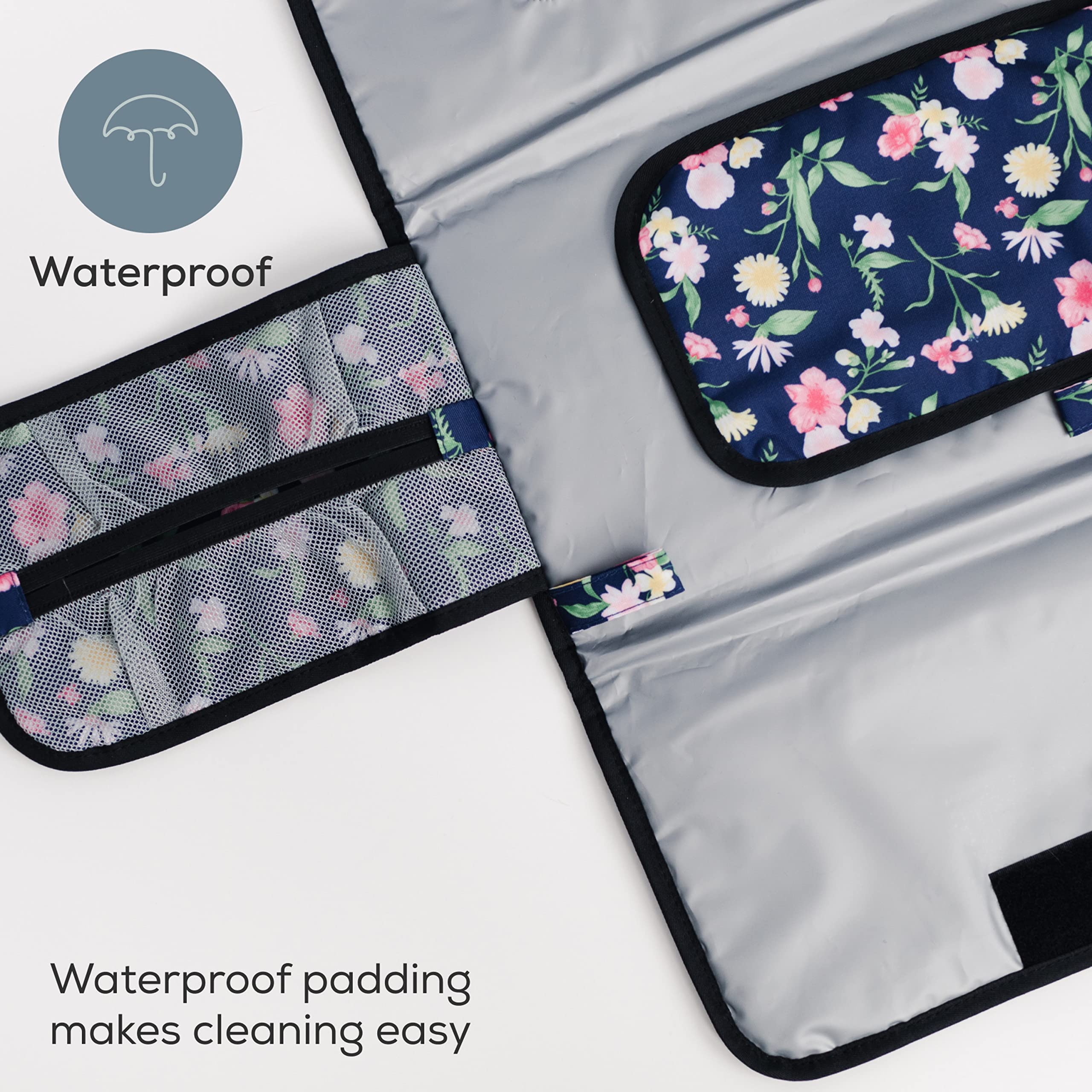 First Landings Portable Diaper Changing Pad - Convenient Travel Changing Pad and Wipe Holder - Portable Changing Pad - Grey