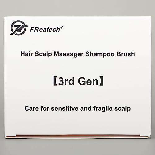 FREATECH Updated Hair Scalp Massager Shampoo Brush with 2 Types of Silicone Bristles, Finely Clean and Scrub Gently, Care for Sensitive & Delicate Scalp, Exfoliate and Stimulate Hair Growth, Black