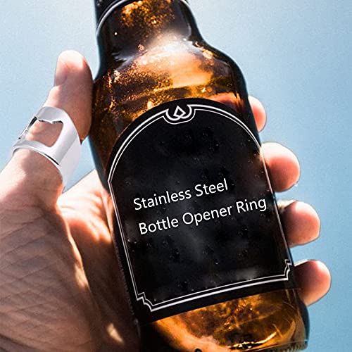 HUASAI Bottle Opener Ring for Men Bar Versatile Stainless Steel Ring for Party(Bottle Opener Ring 6)