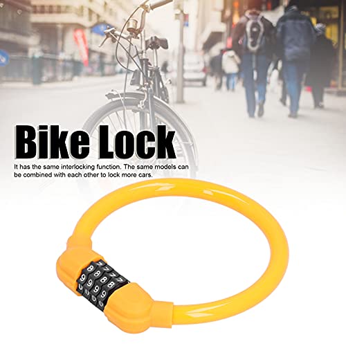 Gaeirt Bike Cable Lock, Cycling Accessories Waterproof and Dustproof with 4 Digit Passwords Technology for Cycling(Orange)
