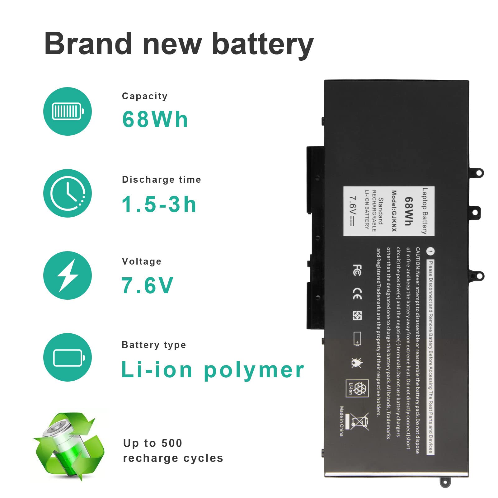 Fancy Buying 68W GJKNX Laptop Battery for Dell Latitude 5480 5580 5280 5288 5290 5488 5490 5491 5495 5590 5591 E5480 E5580 E5490 E5590 Precision 15 3520 3530 DY9NT 0DY9NT GD1JP 0GD1JP 5YHR4 451-BBZG