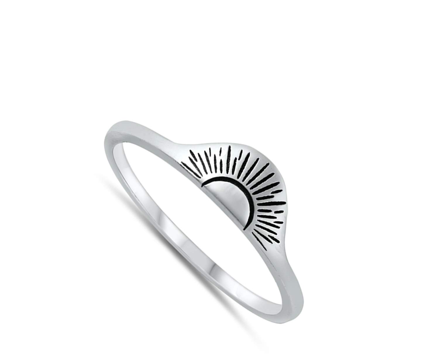Engraved Boho Sunrise Festival Fashion .925 Sterling Silver Band Size 9