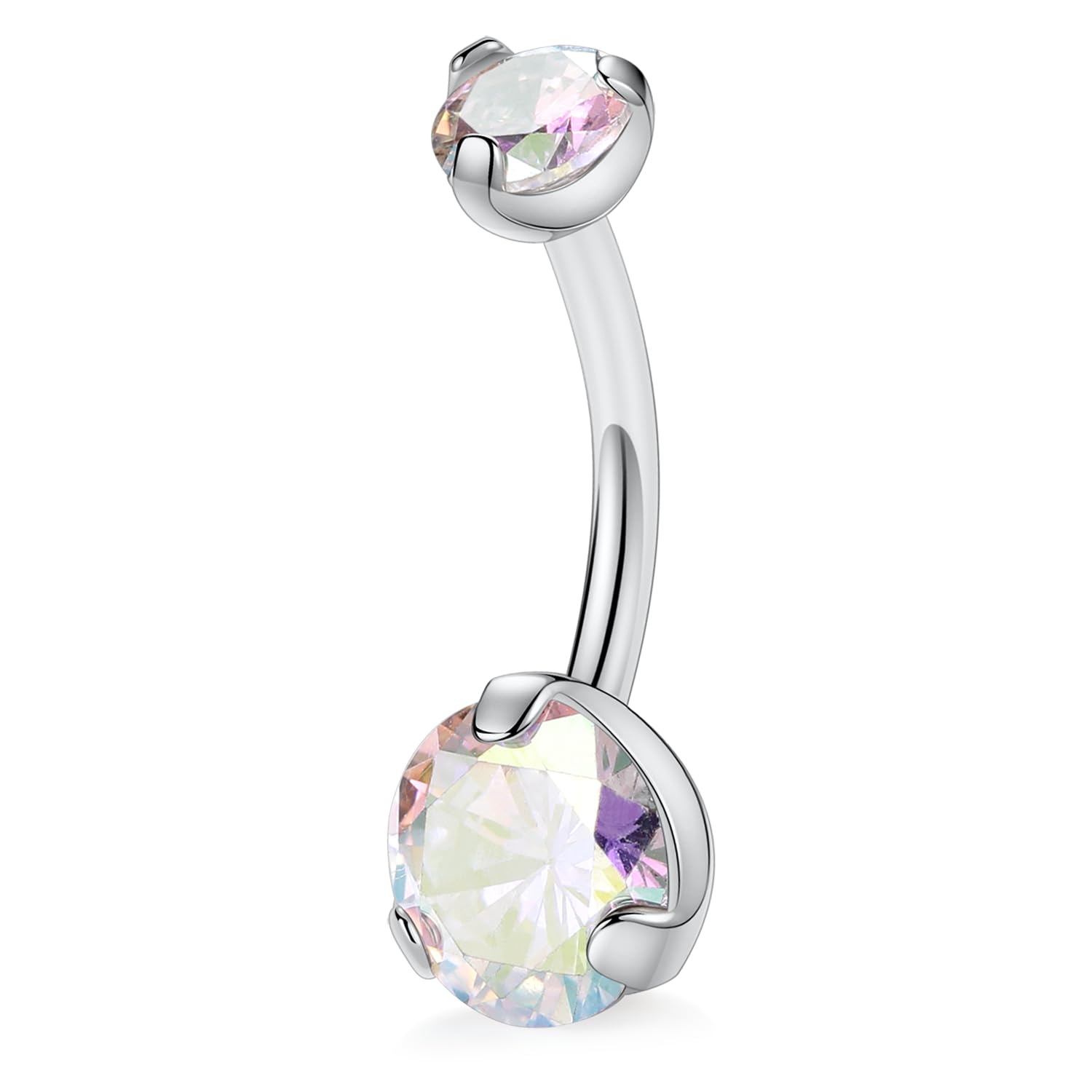 GAGABODY 14G Belly Button Rings G23 Titanium Navel Rings Belly Rings 3/8 inch 10mm Belly Piercing Prong Set Belly Button Navel Piercing Ring Belly Button Jewelry Double Sparkle ABCZ Navel Barbell
